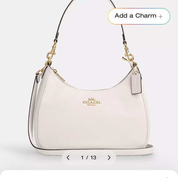 Coach | Bags | Coach Cream Leather Shoulder Bag With Gold Accents ...
